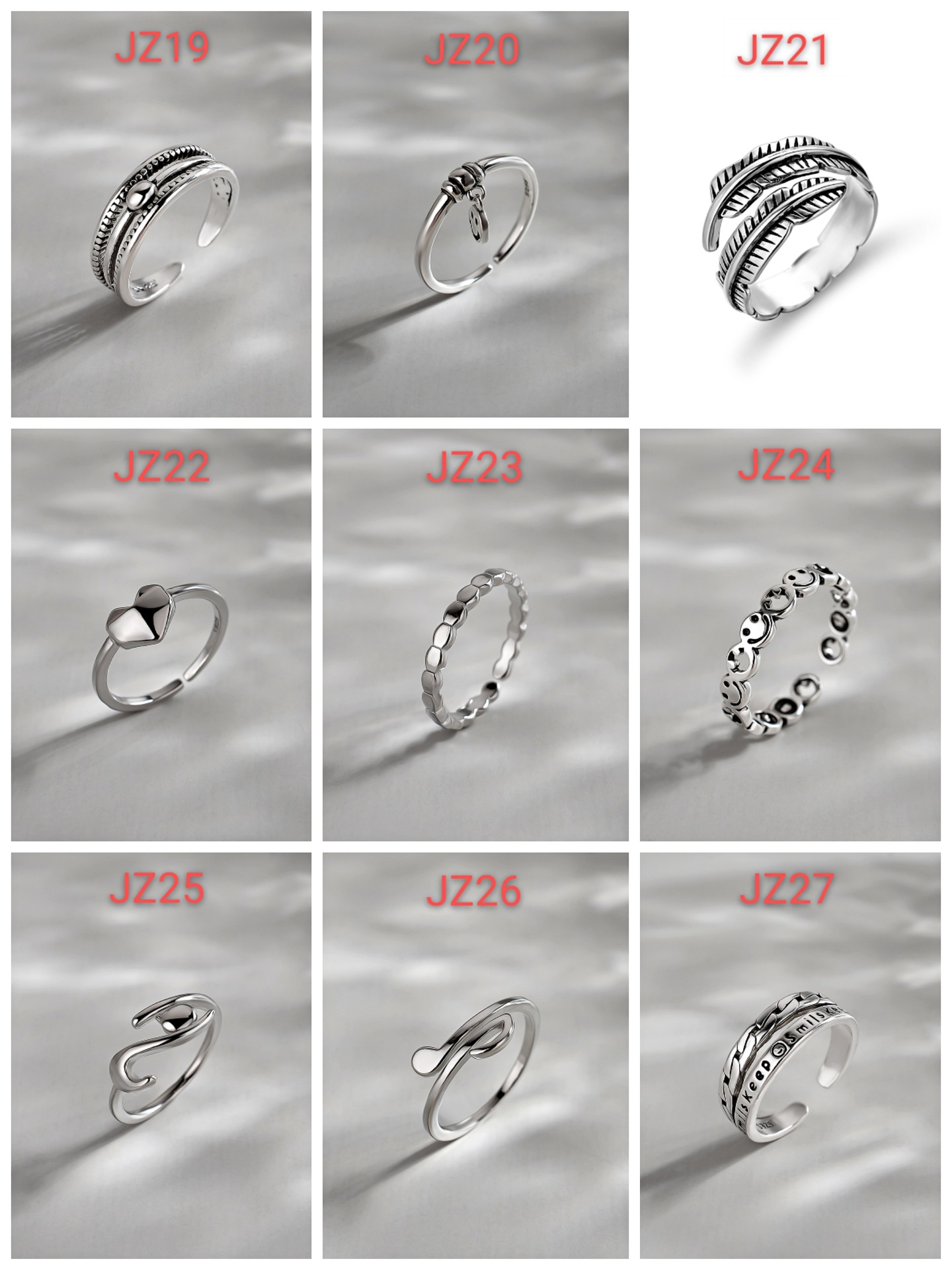 厂家直供S925纯银戒指女原创设计笑脸米奇复古泰银开口可调节戒指-阿里巴巴