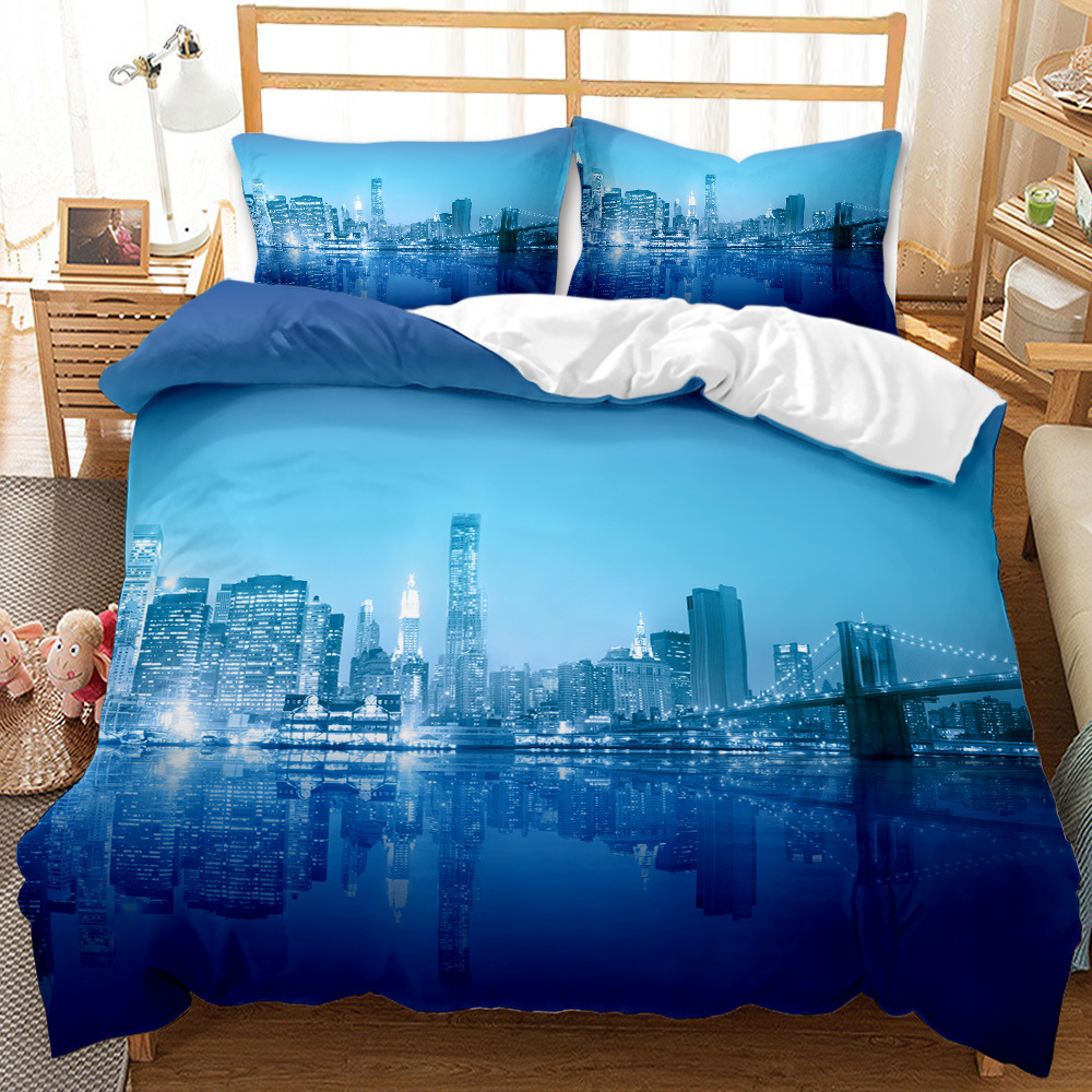 欧美著名3D建筑跨境被套三件套外贸床上用品eBay数码印花套件采购价格、怎么样、行情市场-CCEE选品中心