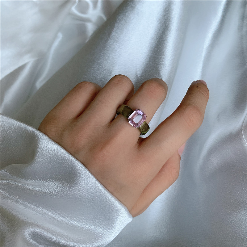 Wholesale fashion candy color gem ring transparent jelly texture ring ...