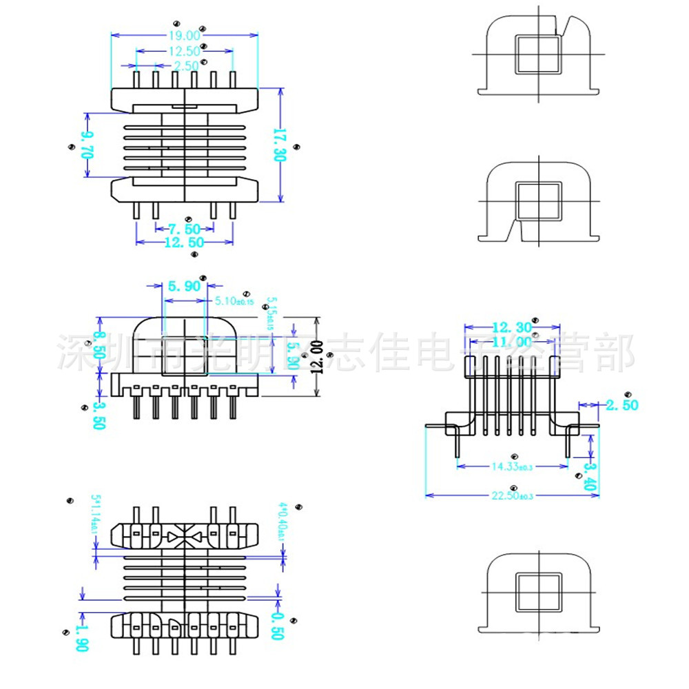 EE19高频骨架EE19变压器骨架6槽卧式6+4针L脚-阿里巴巴