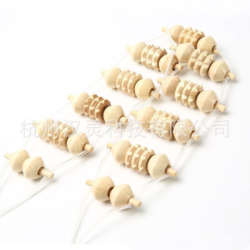 现货中老年按摩工具木质多效滚轮拉背按摩器舒筋活络背部按摩器-阿里巴巴