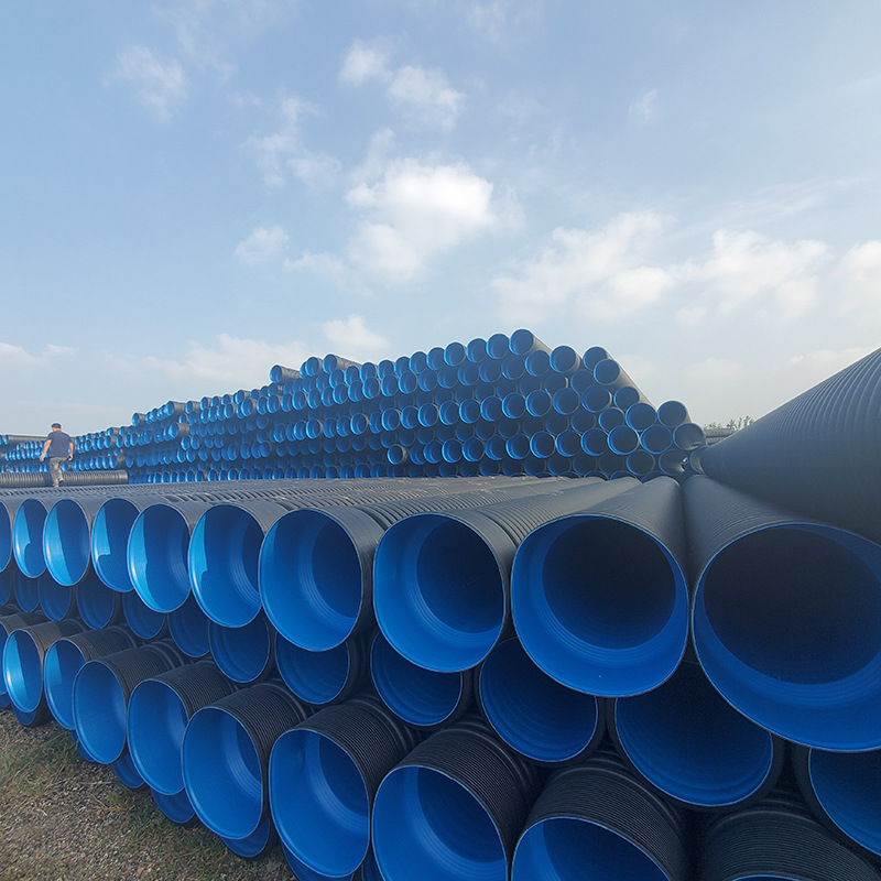 HDPE双壁波纹管DN200-800钢带螺旋增强波纹管 聚乙烯工程排污管道-阿里巴巴