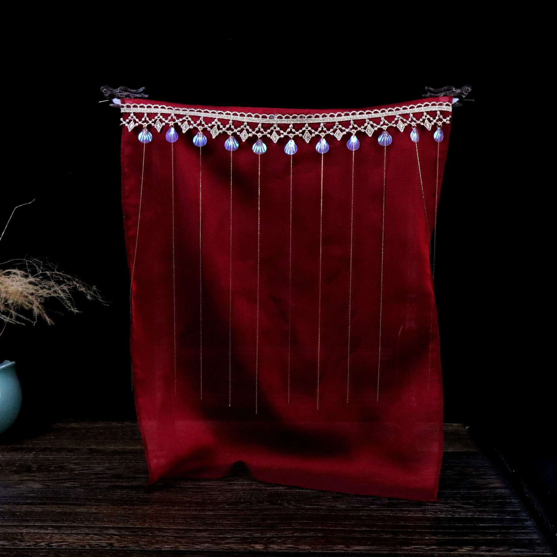 贰玥新品面纱 古风面帘吊坠雪纱遮面纱 仙气汉服面纱影视女侠饰品-阿里巴巴