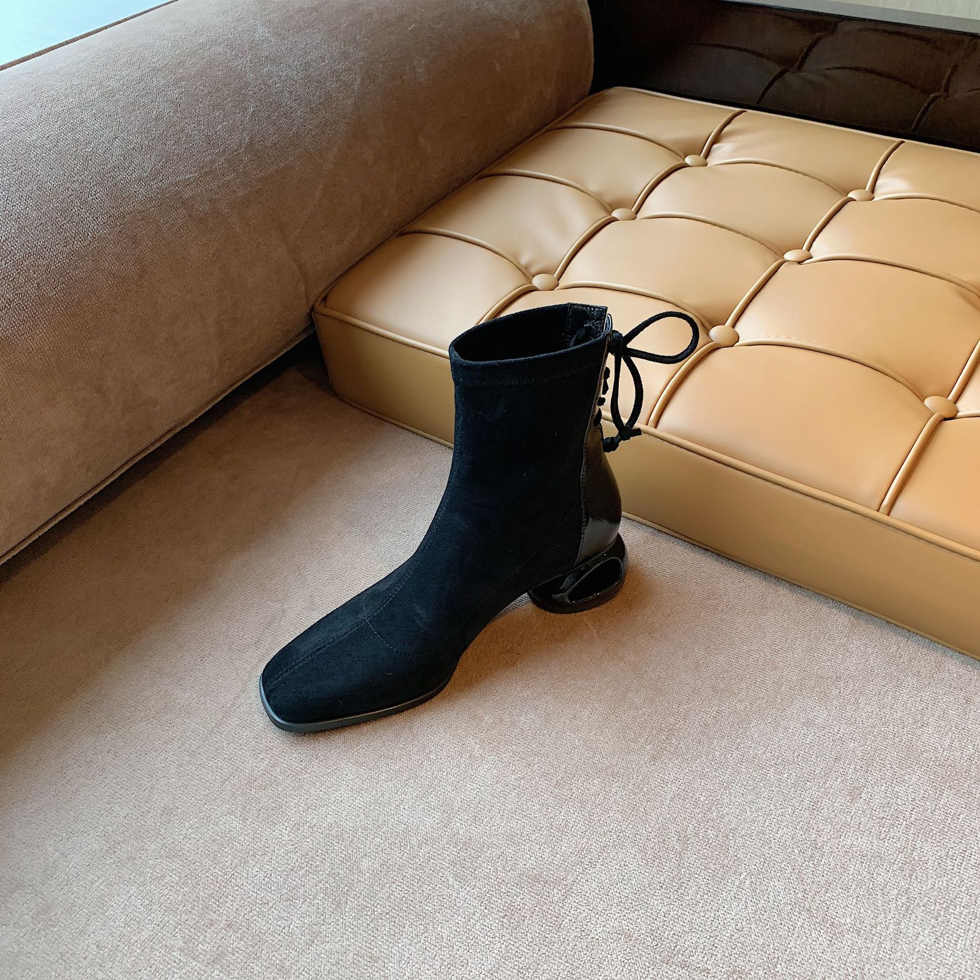 Chiko Zoey Square Toe Block Heels Boots