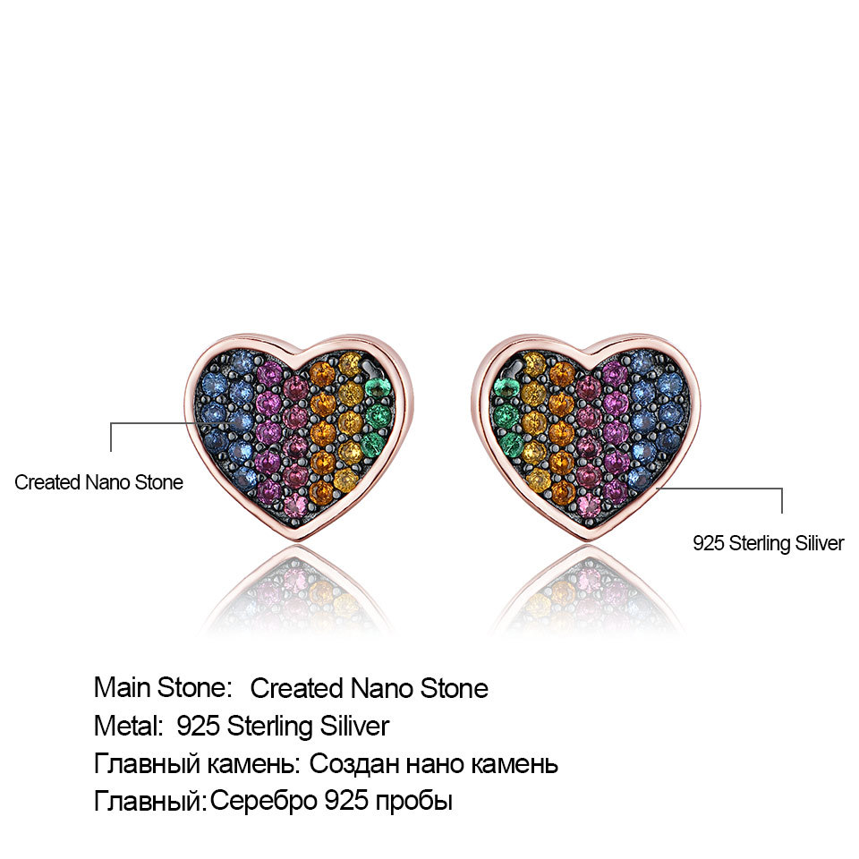 欧美外贸耳钉s925纯银彩宝耳环镶嵌彩钻ins风爱心形耳钉耳饰-阿里巴巴