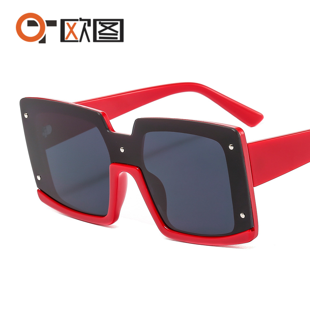 9091 new boxy conjoined half-frame sunglasses European and American ...