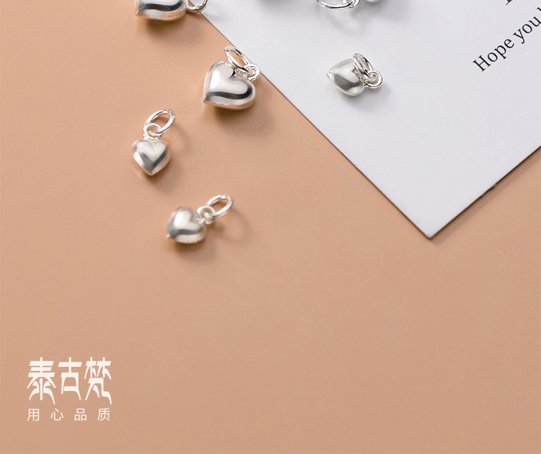 银配件批发S925银亮面光面爱心桃心吊坠挂件DIY手工饰品配件s0590-阿里巴巴