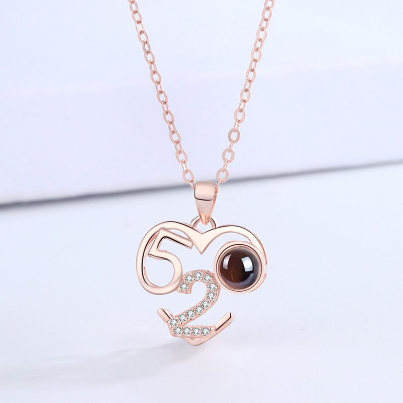 抖音爆款s925纯银520投影项链女 日韩网红潮吊坠批发脖链厂家货源-阿里巴巴