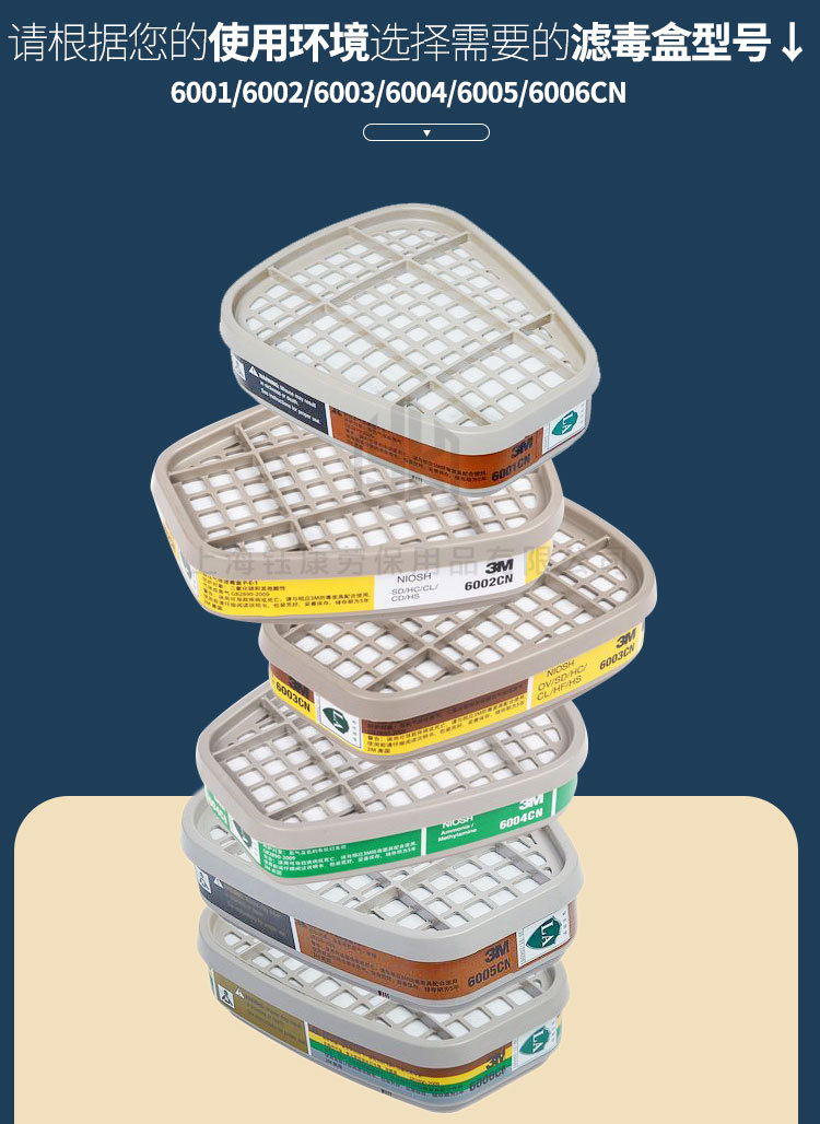 正品3M6001CN过滤盒6002 6003 6004 6005 6006滤毒盒6200面具配件-阿里巴巴