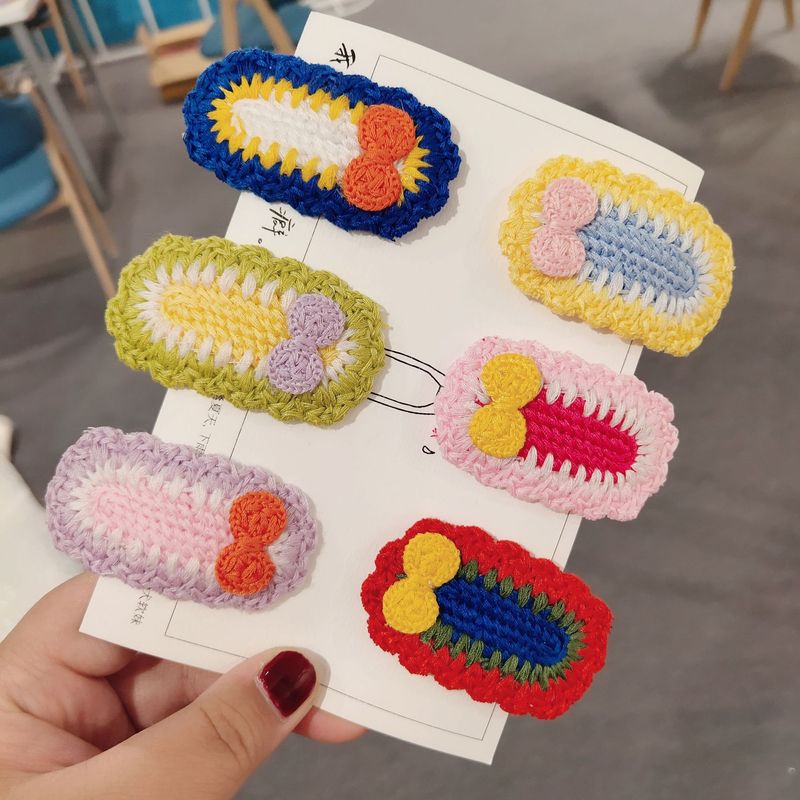 6pcs Snow White knitted Bowknot Hairpin for kids Back bun hair clip ...