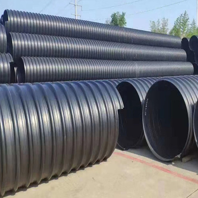 钢带增强pe螺旋波纹管 hdpe缠绕管SN8 排水管黑色PE排污管300现货-阿里巴巴