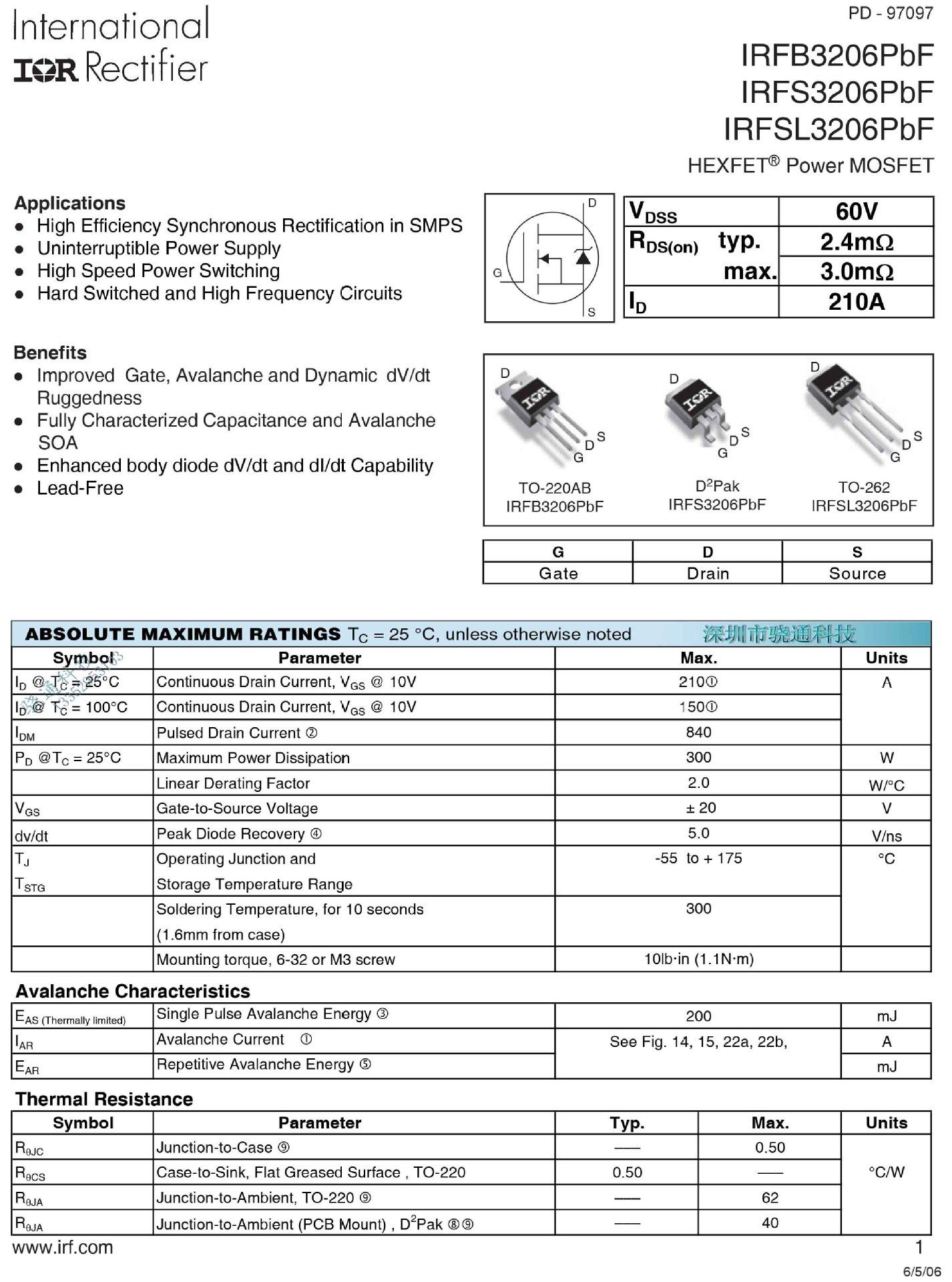 供应拆机大功率管 IRFB3206 60V210A 逆变器专用MOS场效应管-阿里巴巴