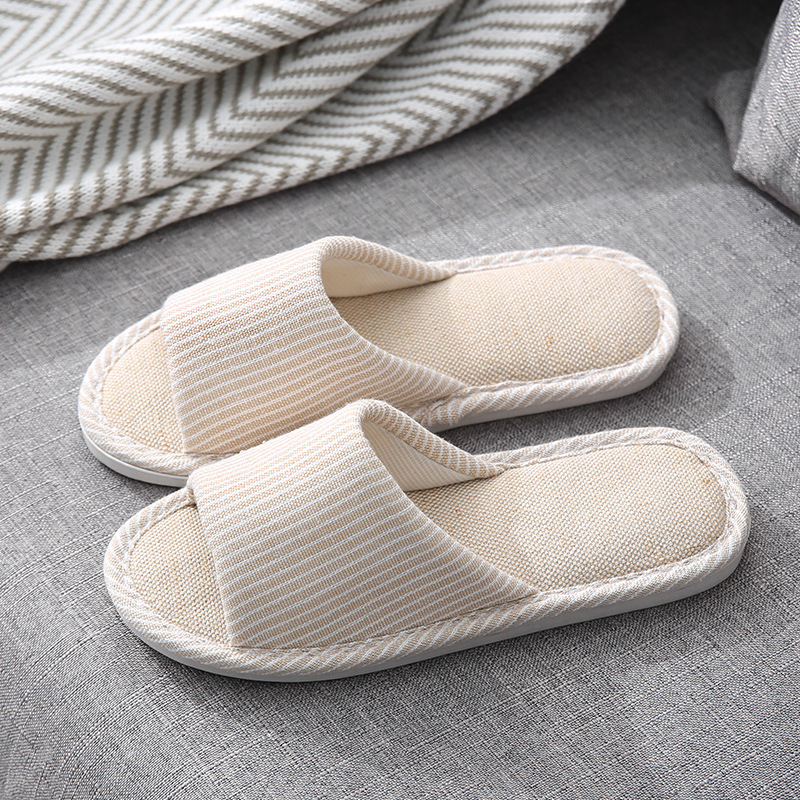 spring and summer cotton and linen slippers men's home four seasons ...