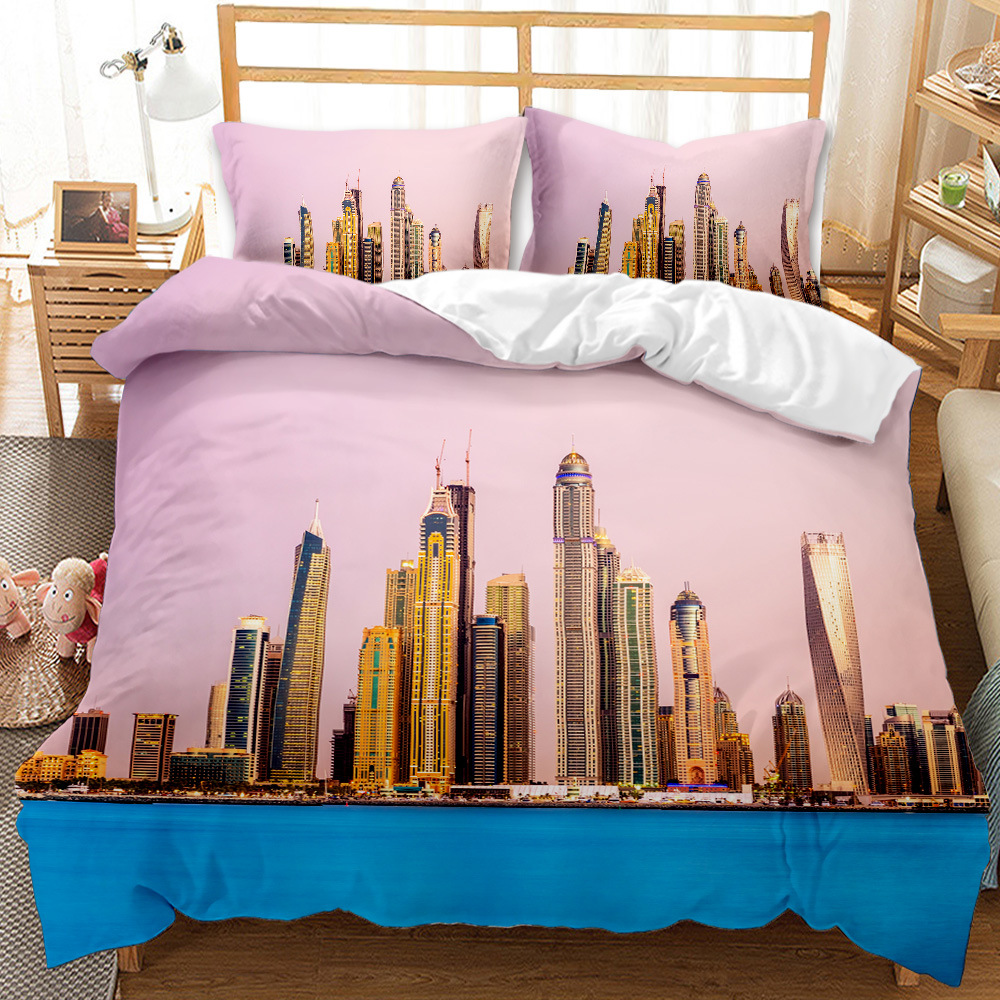 欧美著名3D建筑跨境被套三件套外贸床上用品eBay数码印花套件采购价格、怎么样、行情市场-CCEE选品中心