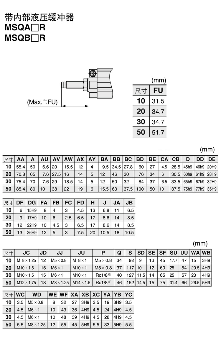 HRQ摆动旋转气缸MSQB-10A/20A/30A/50-A-R带缓冲型90° 180度可调-阿里巴巴