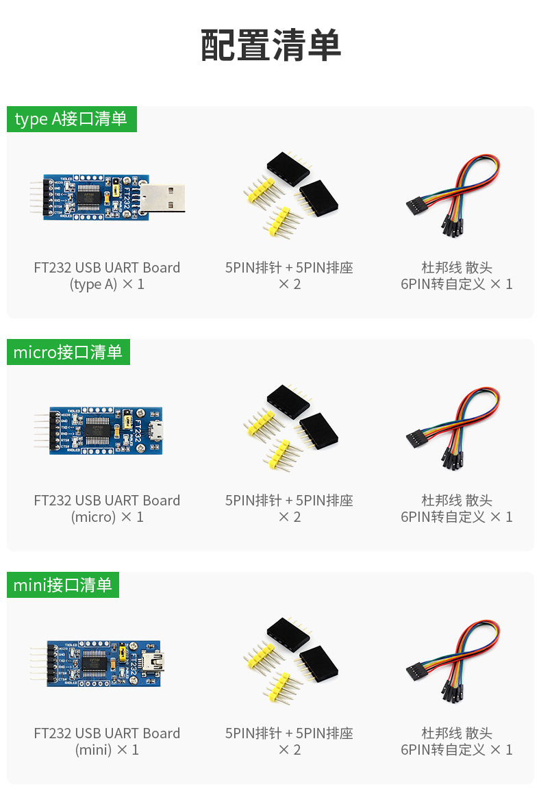Waveshare FT232模块 FT232 USB转串口 USB转TTL FT232R FT232RL-阿里巴巴