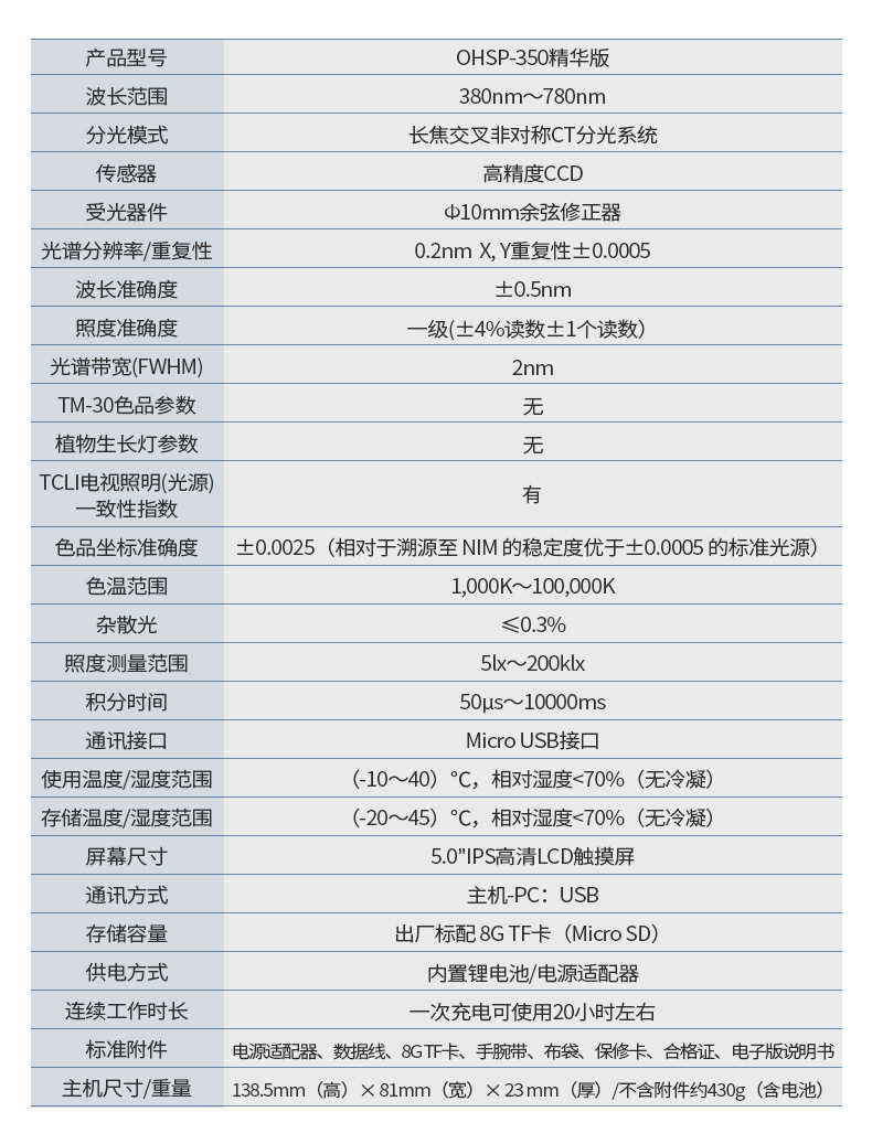 OHSP-350手持式光谱照度计手持式色温仪可测光谱图-阿里巴巴