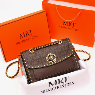 2022正品春季新款百搭MKJ包包经典茶花女包气质印花单肩斜挎包包-阿里巴巴