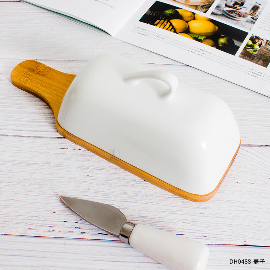 Creative butter box with wooden holder and lid western style creative ...