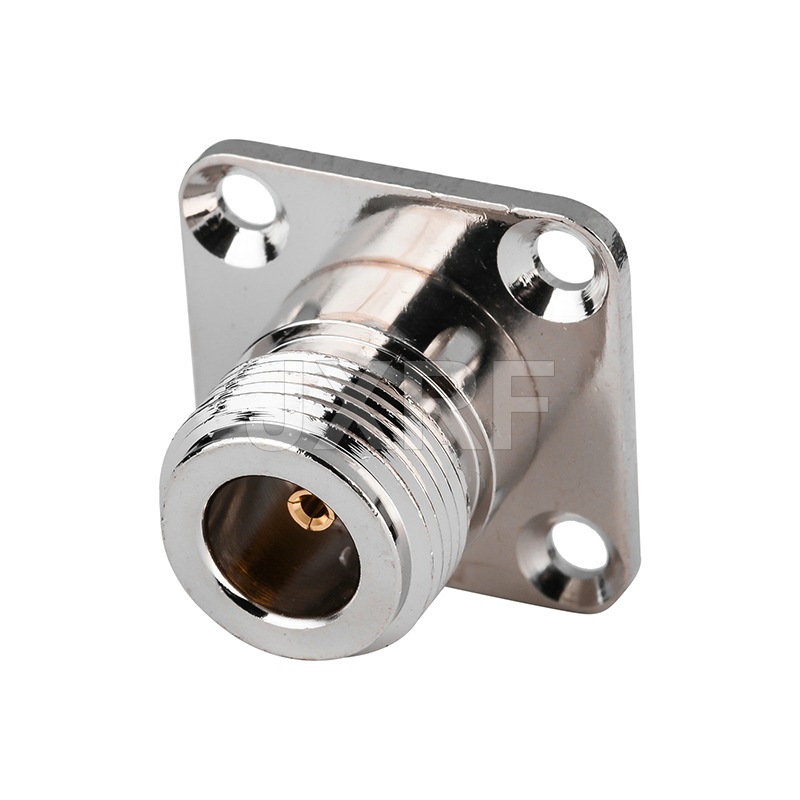 JXRF连接器N型母头N-KFD 母头带四孔方板焊接头N母法兰盘面板安装-阿里巴巴