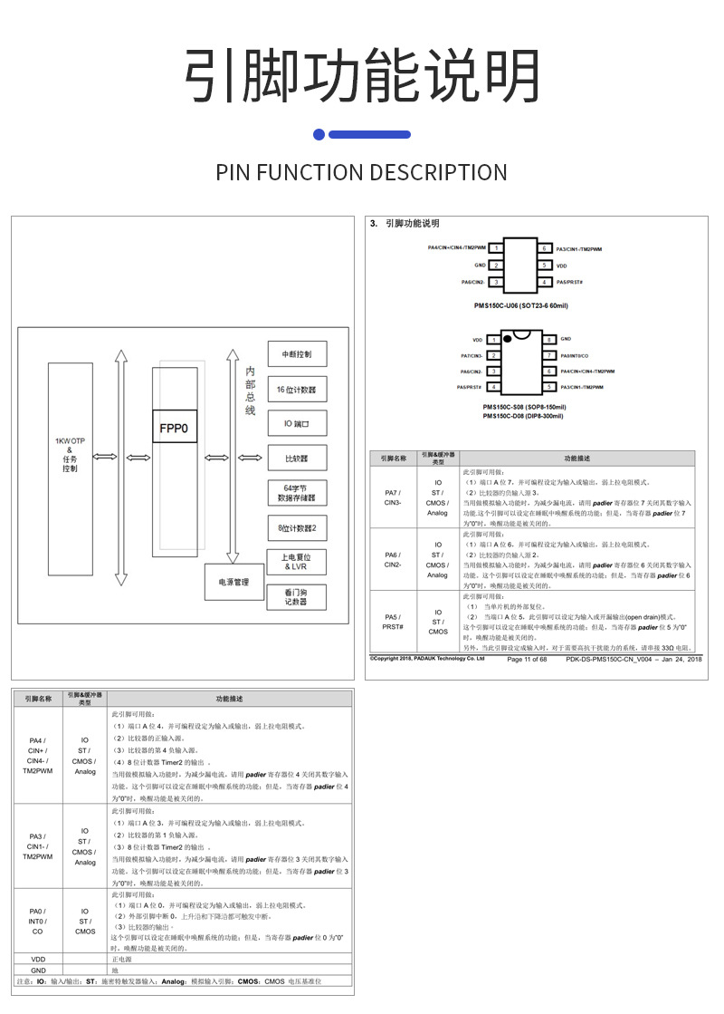 PMS150C系列全新原装现货 应广8位IO类型单片机 带烧录程序 编带-阿里巴巴