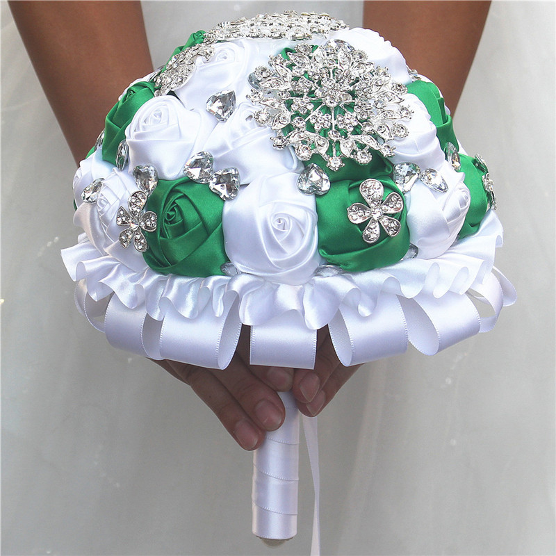 新款婚礼用品新娘手捧花水钻珍珠手捧花束厂家可订制颜色W2797-阿里巴巴