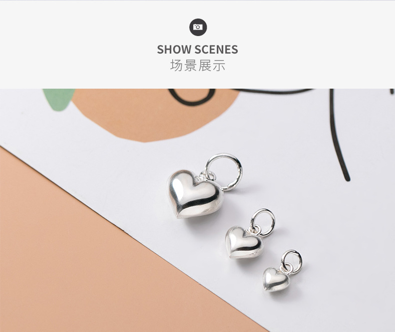 银配件批发S925银亮面光面爱心桃心吊坠挂件DIY手工饰品配件s0590-阿里巴巴