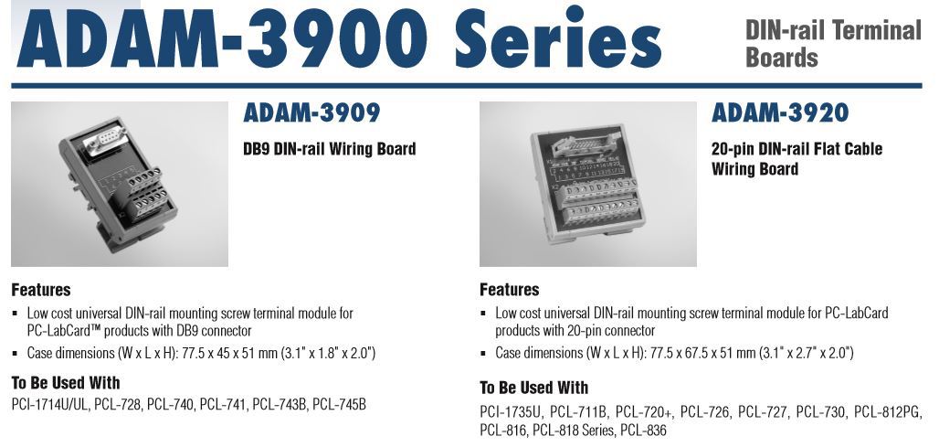 研华 ADAM-3920 DIN导轨安装的20芯扁平电缆接线端子-阿里巴巴