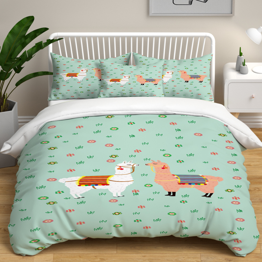 床上用品三件套四件套羊驼3d被套来图定制亚马逊wish热销一件代发采购价格、怎么样、行情市场-CCEE选品中心