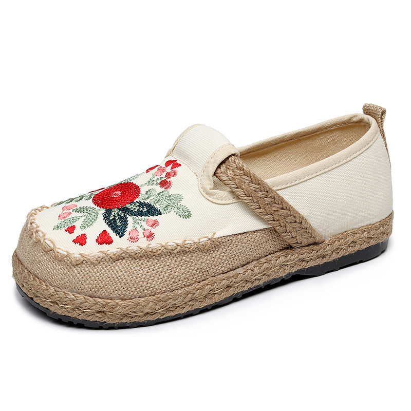 Ethnic style women cloth shoes retro embroidery cotton linen chinese ...