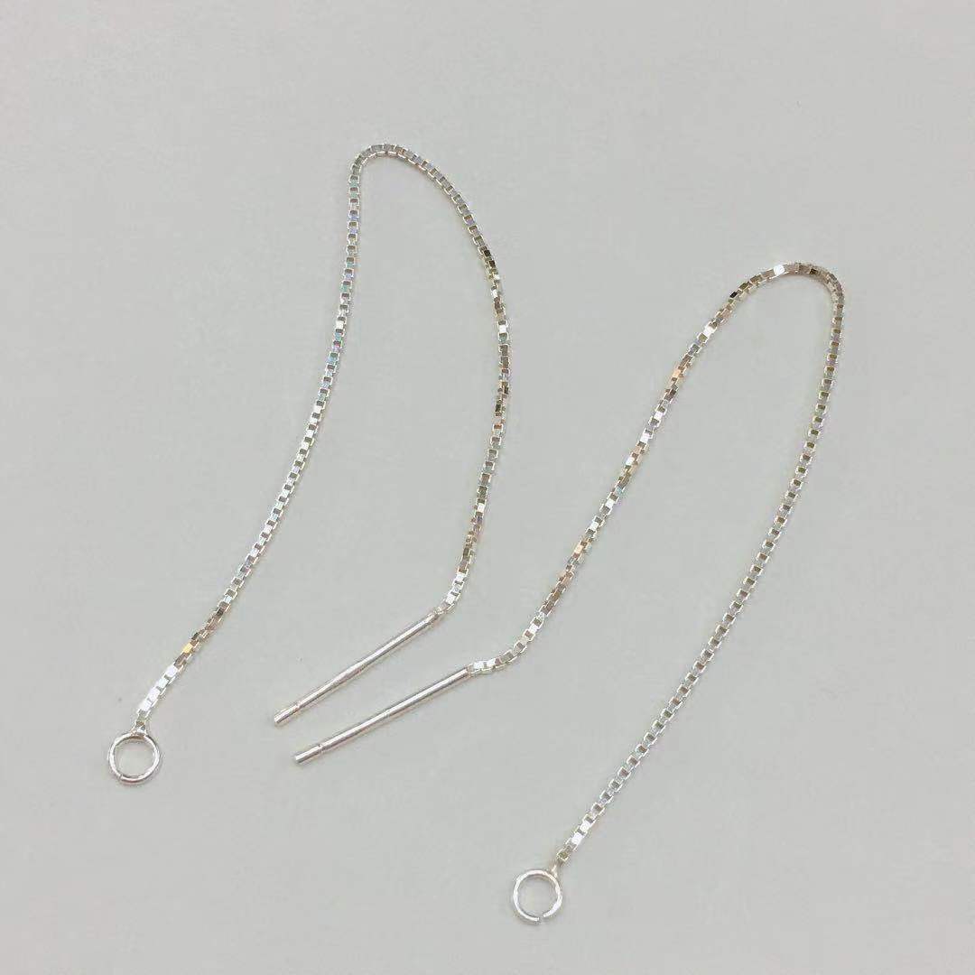 S925银DIY耳线 盒子链耳线耳针流苏耳线穿心链 饰品女银配件 批发-阿里巴巴