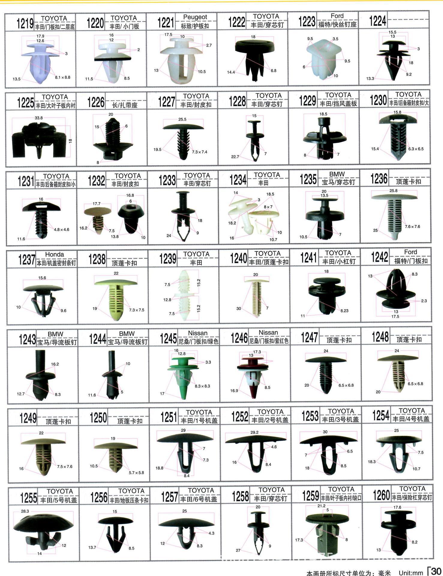 适用福特丰田本田宝马奥迪大众挡泥板扣塑料装饰固定膨胀螺丝卡扣-阿里巴巴