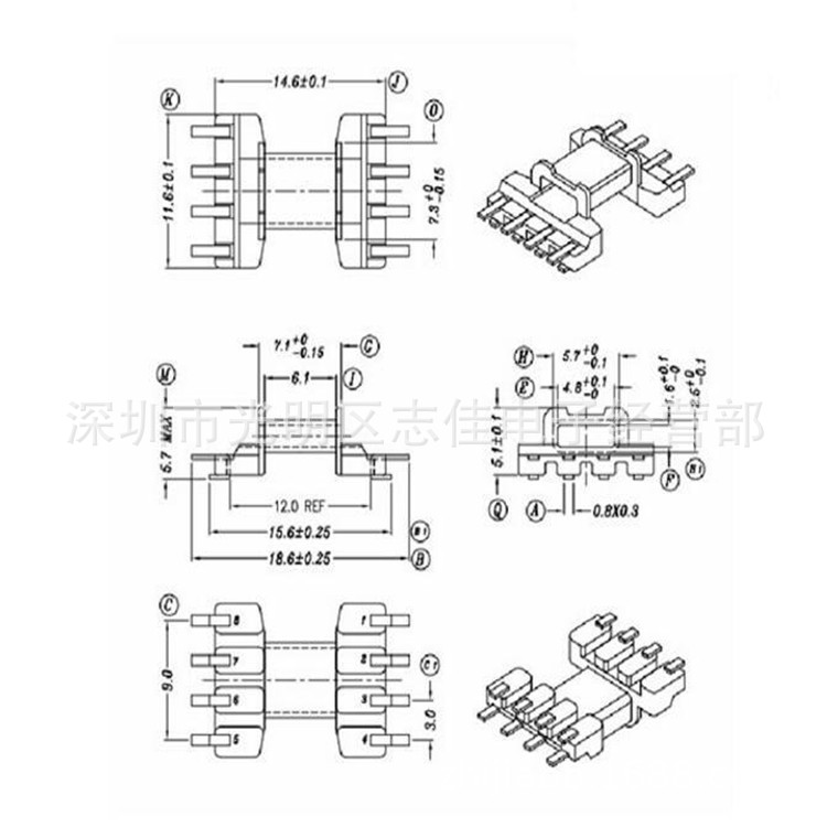 EFD10电源骨架EFD10变压器骨架 双排针4+4-1005干式自耦-阿里巴巴