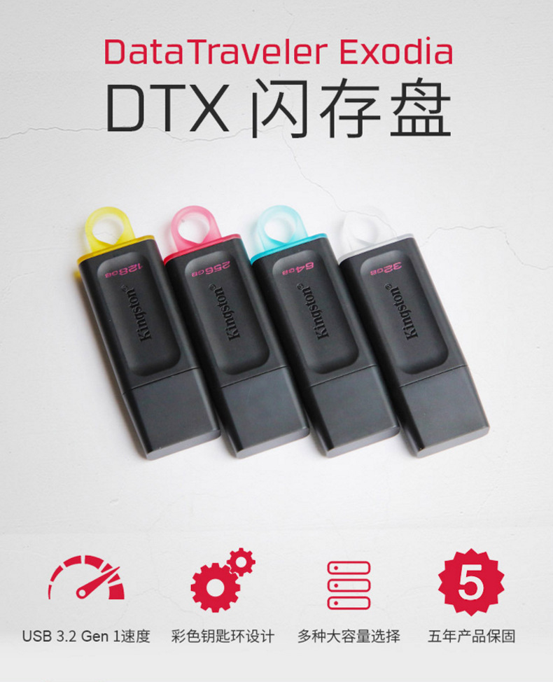 Kingston/金士顿U盘 DTX 32G 64G 128G 256G优盘 USB3.2 车载优盘-阿里巴巴
