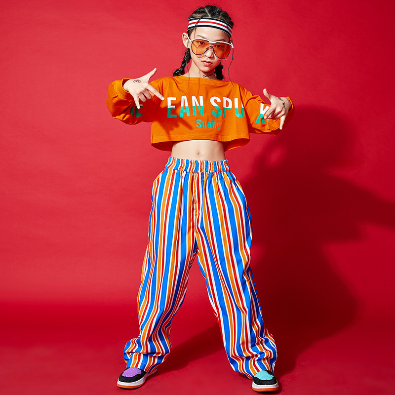 children girls hip-hop rapper singer street dance outfits jazz dance ...