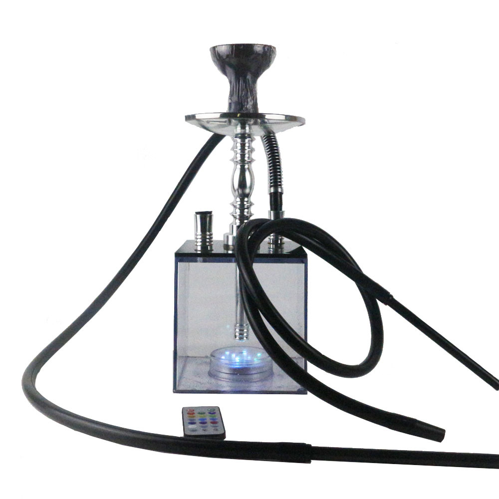 Arabian Acrylic Hookah Set with Led Light Square Double-Tube Hookah ...