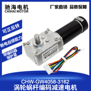 驰海电机GW4058-31ZY涡轮涡杆直流减速电机磁性霍尔编码器24V12V-阿里巴巴