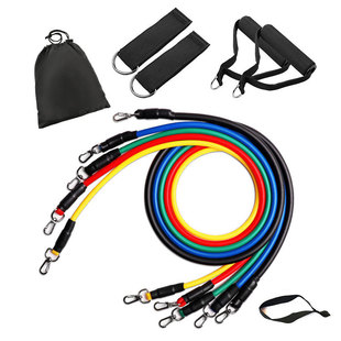 11PC Latex Resistance Bands Fitness Exercise Tube Rope Set-阿里巴巴