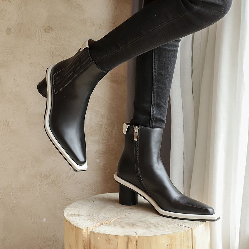 Chiko Manal Square Toe Block Heels Boots
