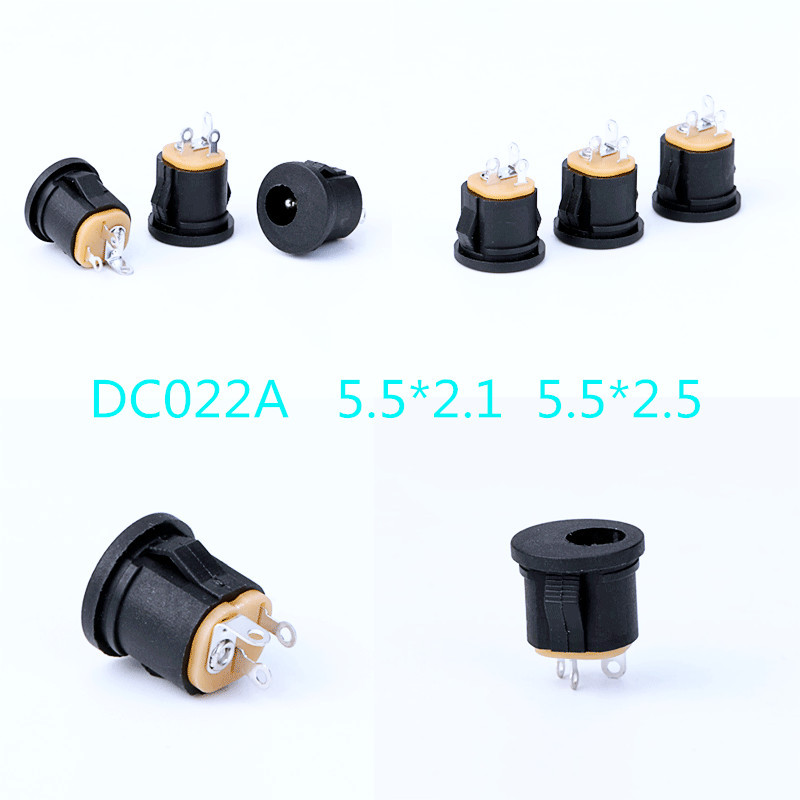 DC025M DC电源插座 5.5x2.1mm 2.5mm 带螺纹螺母 DC-025-阿里巴巴