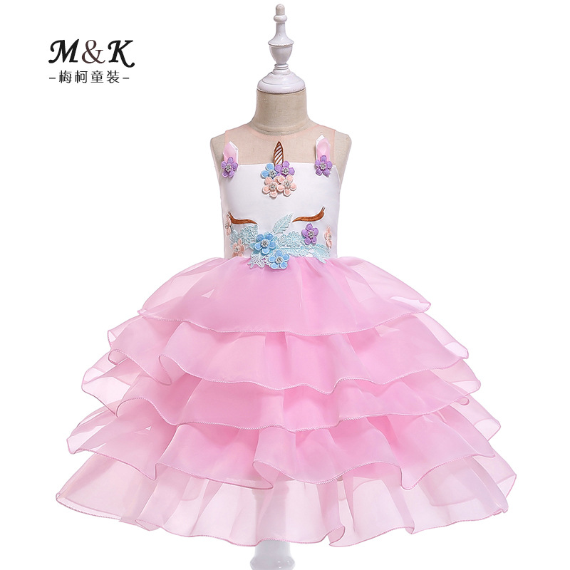 Popular Unicorn Children s Dress Cake Dress Mesh Dress Evening Dress