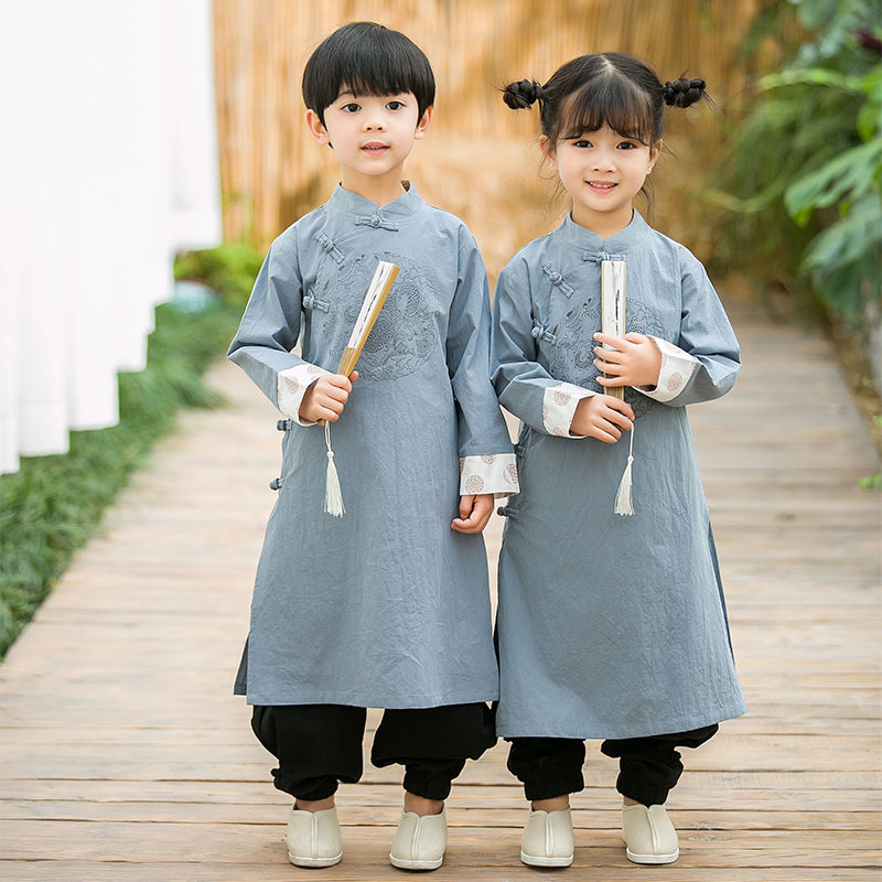 Children's cross talk long gown robe boys Chinese style costumes boys ...