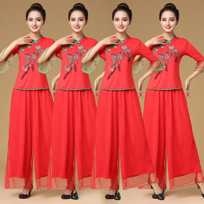 Square dancing costumes Chinese folk dance dress yangko dance festival ...