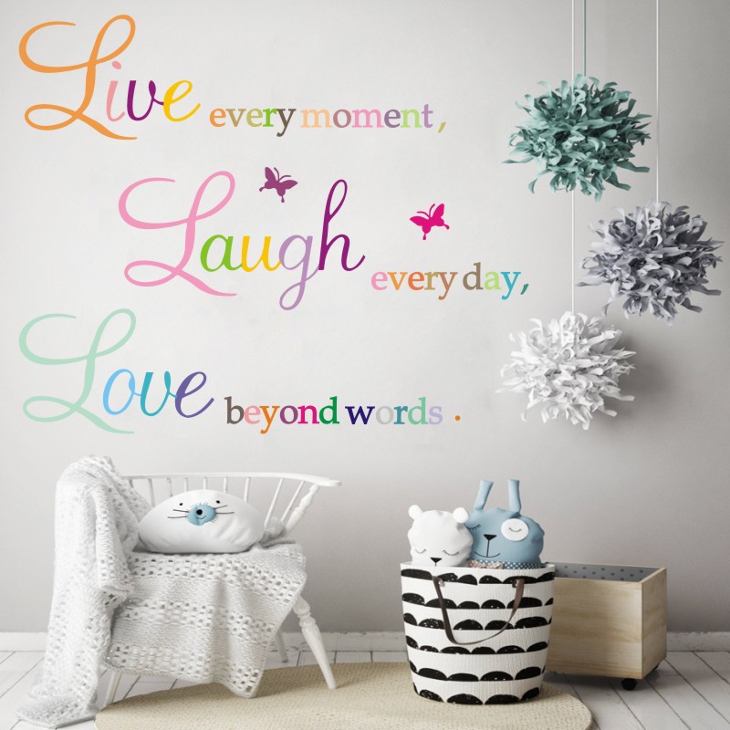 Cross-border colorful English wall stickers self-adhesive creative live ...