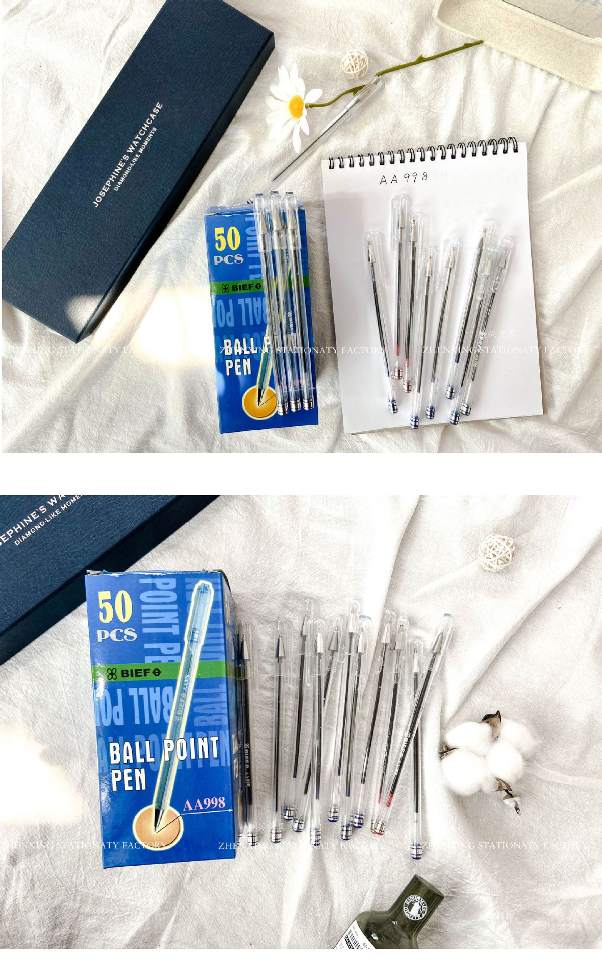 AA998透明套插圆珠笔 学生文具油性圆珠笔 1.0红蓝黑油墨LOGO-阿里巴巴