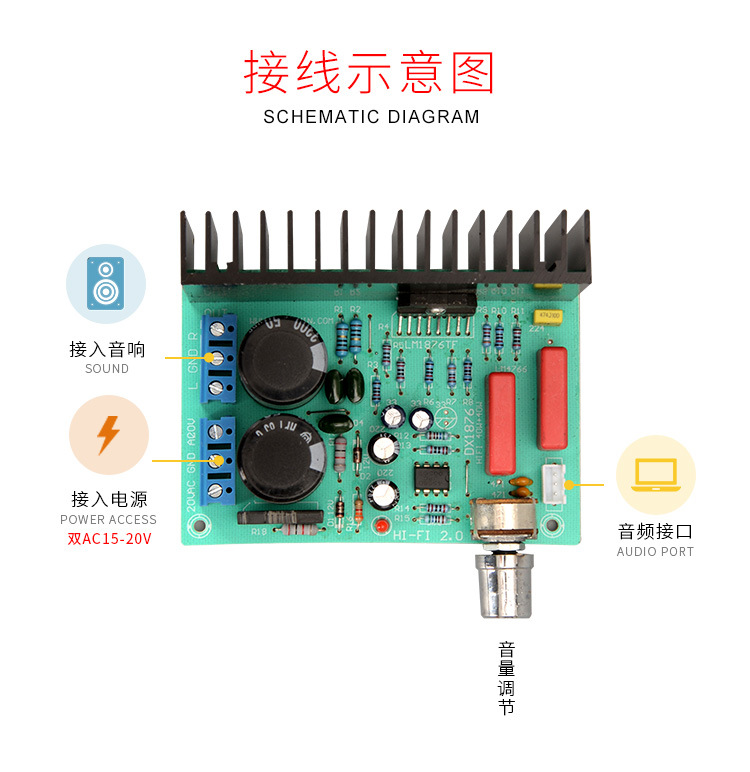 美国国半NS LM1876 50W 2.0功放 立体声HIFI功放板-阿里巴巴