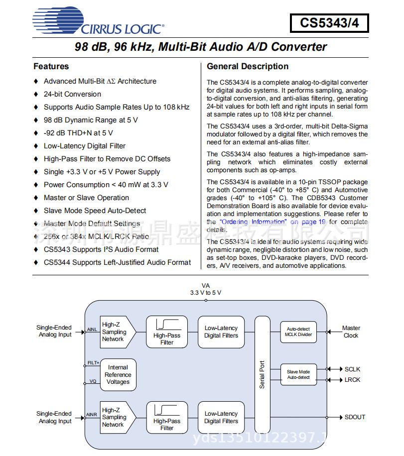CS5343 丝印543C 封装MSOP-10 多位音频A D转换器IC CS5343-CZZR-阿里巴巴