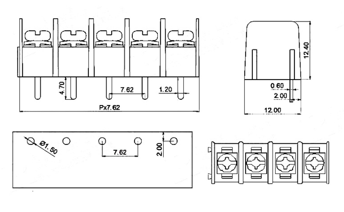 MG/KF7.62-2/3/4/5/6/7/8/9/10P 栅栏式间距7.62mm可拼接接线端子-阿里巴巴