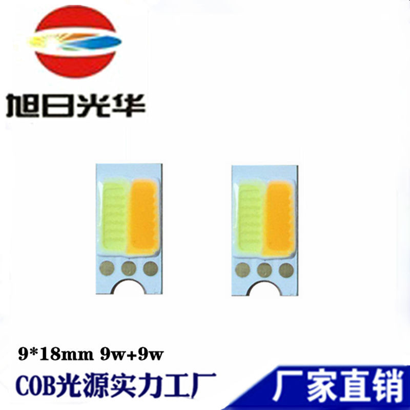 供应双色led灯珠倒装cob光源9*18mm 2*9w电动车摩托车灯汽车雾灯-阿里巴巴
