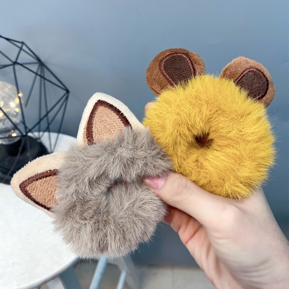 Wholesale cute cat ears plush hair ring - Nihaojewelry